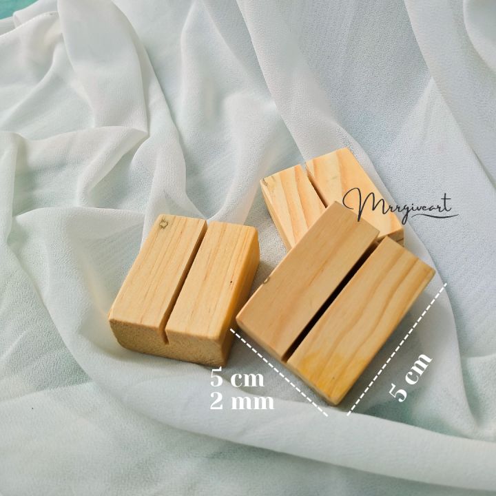 5CM Standing Acrylic Stand Kayu Tag Holder Kayu Dudukan Kayu Tatakan ...