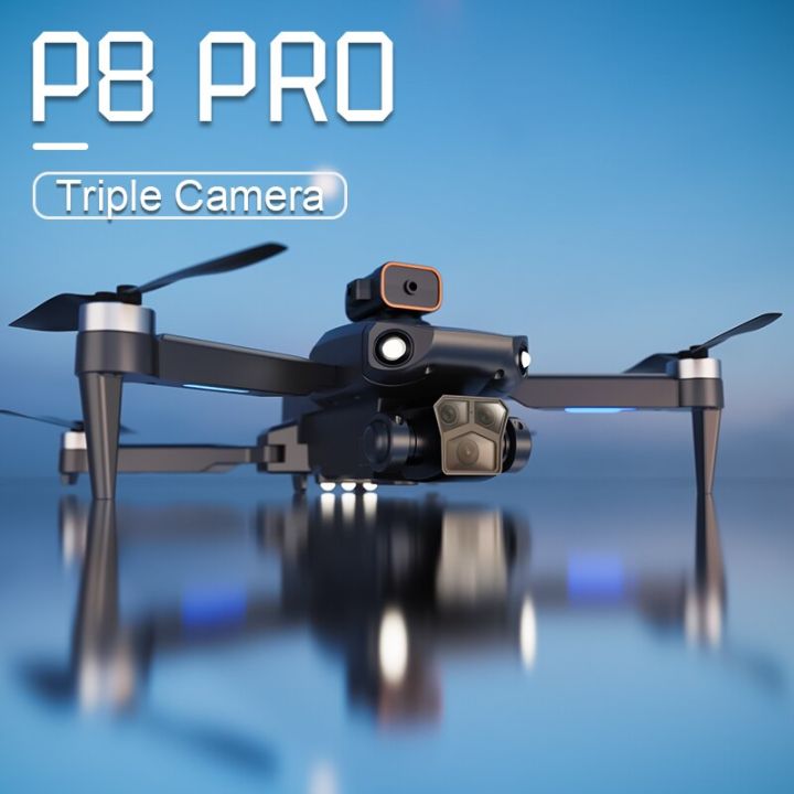 P8 PRO Brushless Drone 4K Professional HD Triple Camera Obstacle ...
