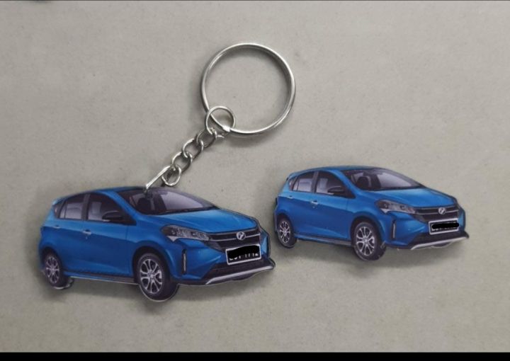 perodua myvi 2022 blue keychain 2d | Lazada