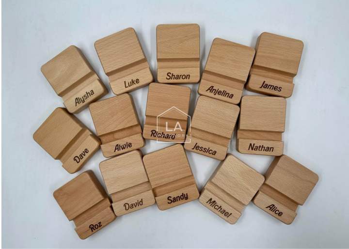 Personalized Wooden Phone Stand | Beech Wood Phone Holder | Laser ...