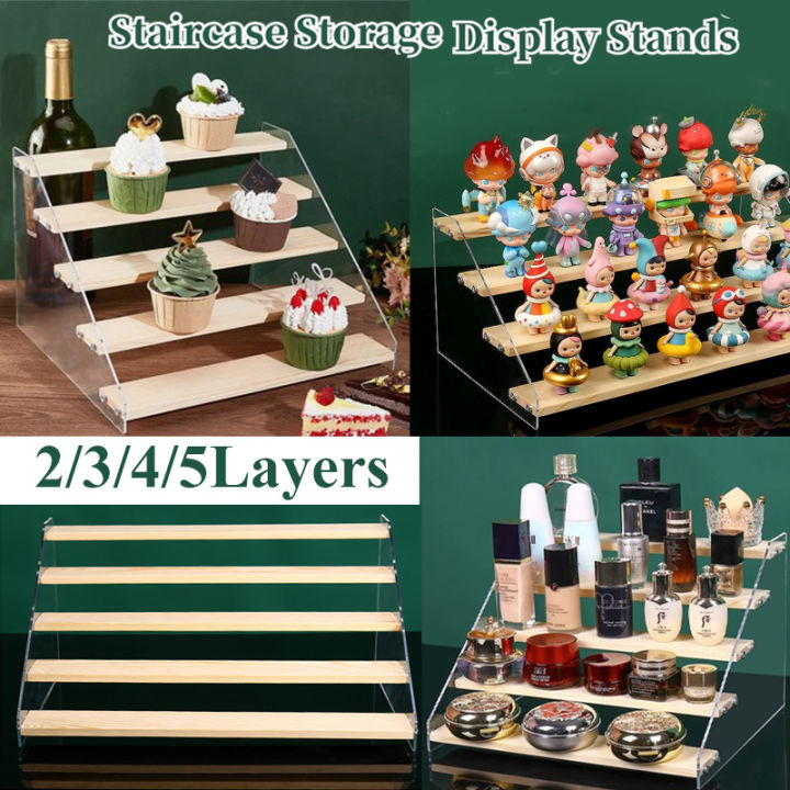 Clear Acrylic Wooden Storage Rack Ladder Dessert Cake Display Rack ...