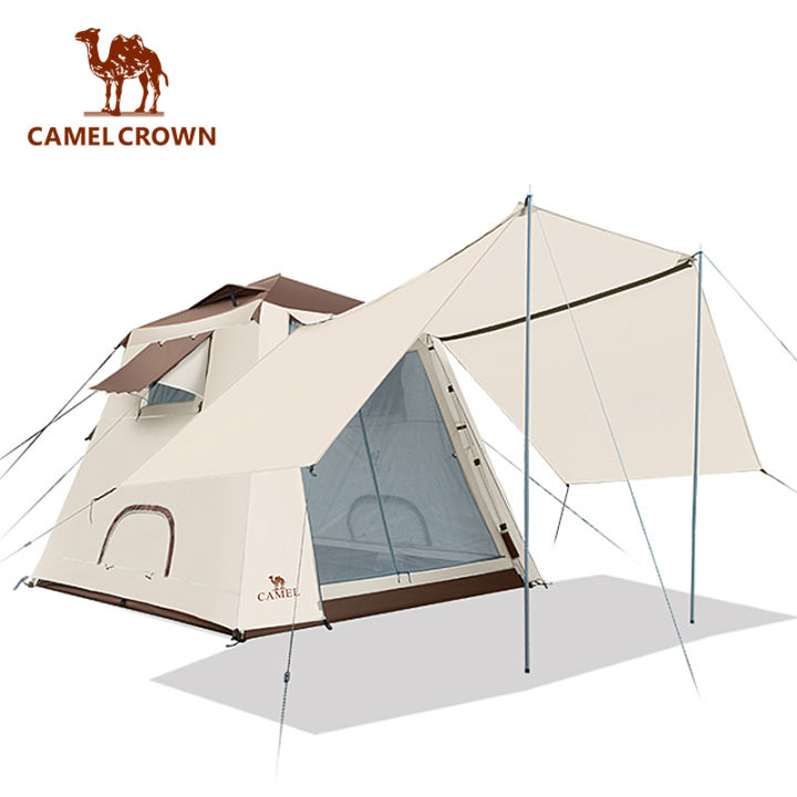 CAMELCROWN Silver Painted Tent Anti UV Portable Folding Automatic Camping Canopy Sunshade Family ...