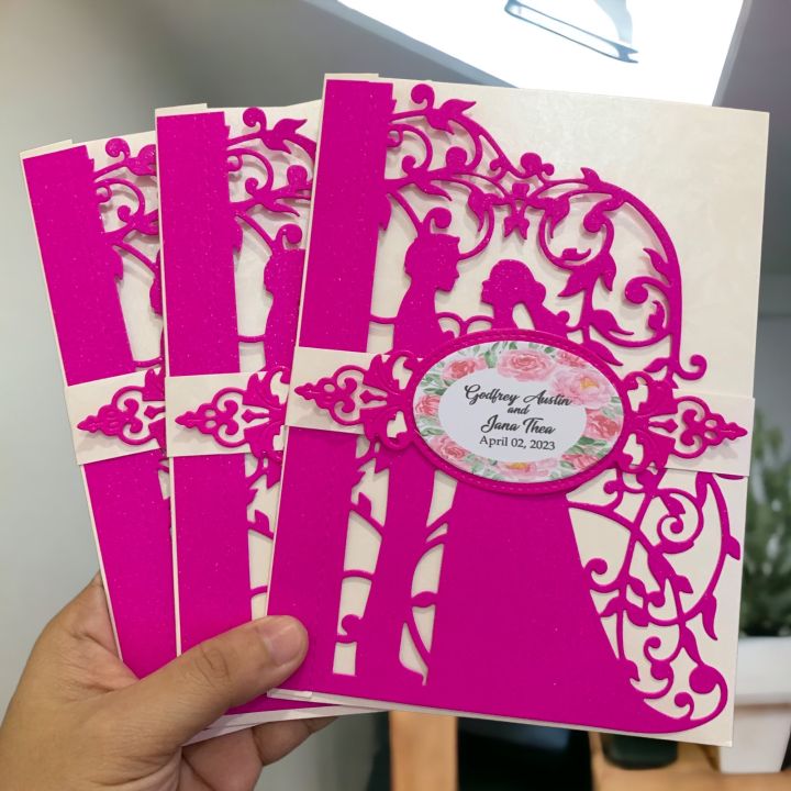 🇵🇭5x7inches Couple Trifold Design Invitation Cover for Wedding/Birthday ...