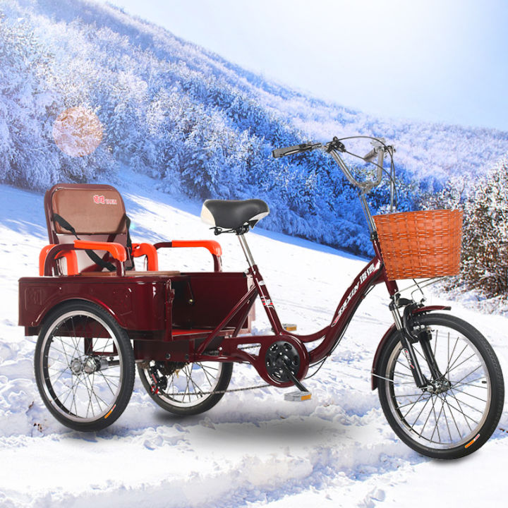 Elderly Pedal Tricycle Variable Speed Adult Men and Women Dual-Use Tri ...