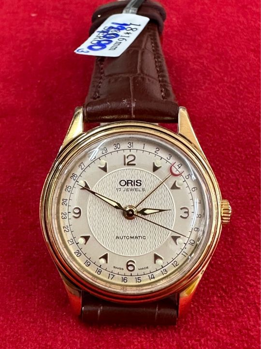 ORIS 17 Jewels Automatic เข็มชี้วันที่ก้ามปู ตัวเรือนทองชุบ นาฬิกาผู้ชาย มือสองของแท้ | Lazada.co.th