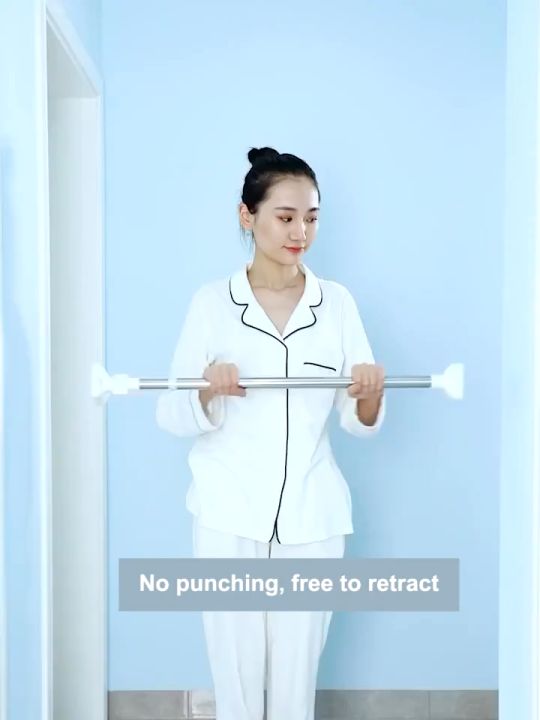 Telescopic Rod Shower Curtain drying Rod Clothes hanging rack stainless ...