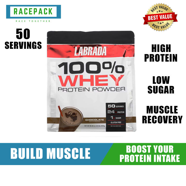 (Free Creatine & Shaker) Labrada 100% Whey Protein Powder 50 Servings 4 ...