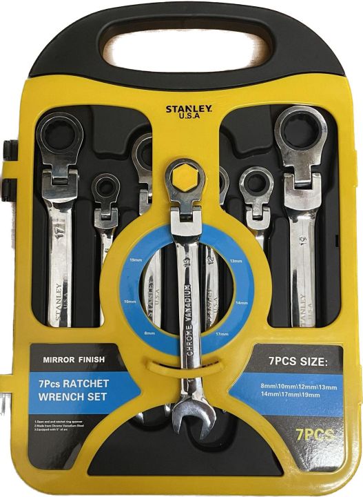 7pcs STANLEY Heavy Duty Ratchet Combination Wrench set Flex head 8mm ...