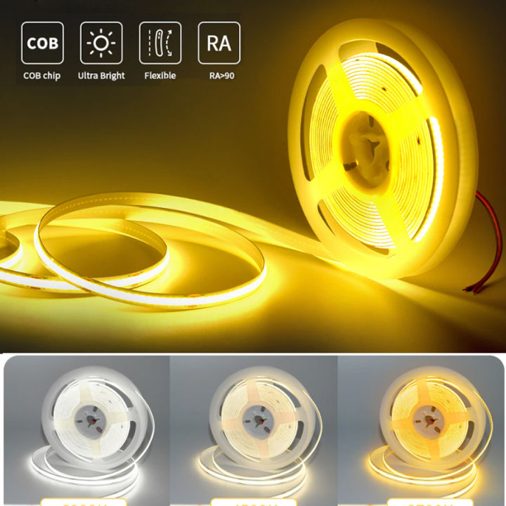 COB LED Strip Light High Density Flexible Tape Ribbon Led Lights For Room Decor Backlight 3000 ...