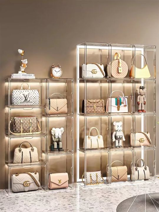 Full Transparent Magnetic Storage Box Handbag Storage Box Books Storage ...