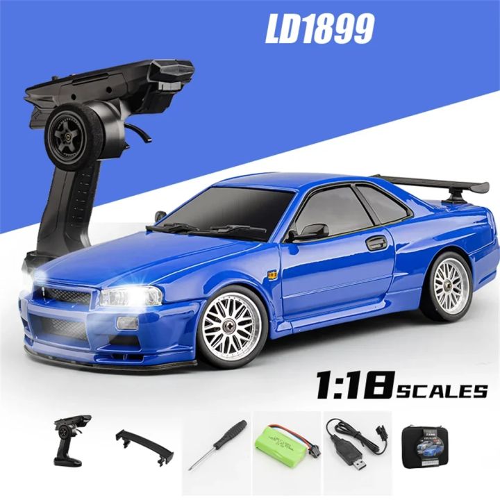 LDRC 1899 RTR 1/18 2.4G RWD RC Car Drift GTR R34 Gyro LED Light On-Road ...