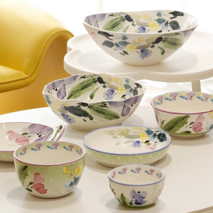 OMK American Style Underglaze Ceramic Bowl Tableware Set Morning Glory ...