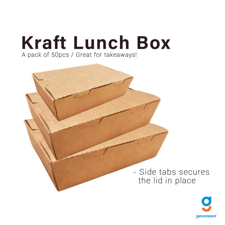 [50PCS] Kraft Lunch Box Takeaway Bento Box Lunch Box with Window Kraft ...