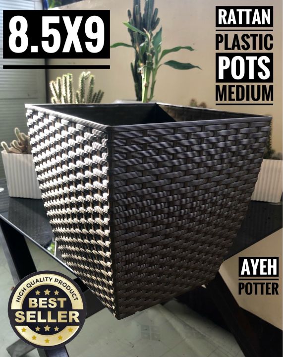 Rattan Plastic Pots ( Medium ) | Lazada PH
