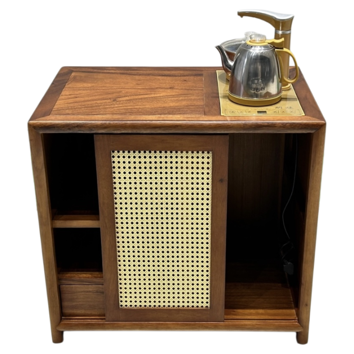 Okan Solid Wood Tea Cabinet Walnut Wood Side Cabinet Home Use Tea ...