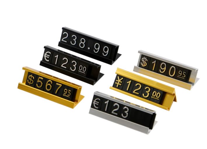 16 Pieces Golden Adjustable Number Letter And Base Price Display ...