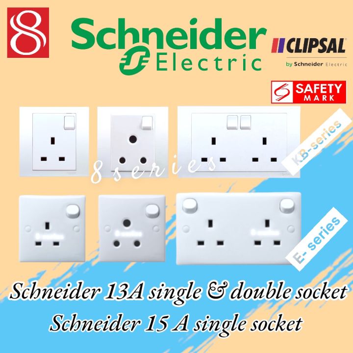 Clipsal/Schneider 13A/15A Power Socket single/Double with/without base ...