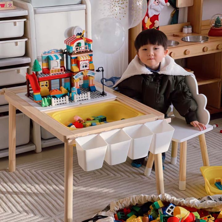 Building Blocks Table with Chair and Sorage Bins for Kids Activity ...