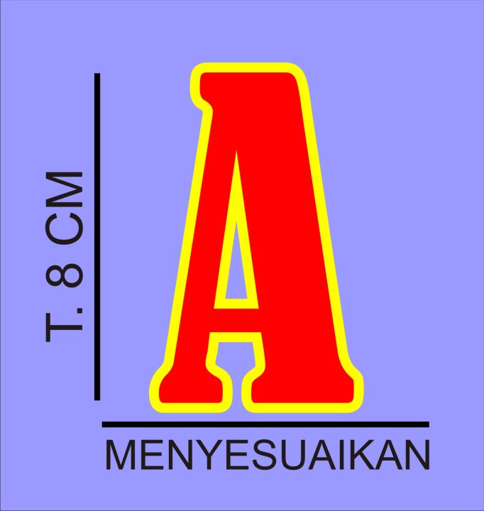 stiker cutting vinyl huruf dan angka satuan ukuran tinggi 8cm ukuran ...