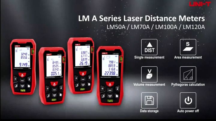 UNI-T เลเซอร์เรนจ์ไฟ LM50A LM70A LM100A LM120A เลเซอร์วัดระยะทางดิจิตอลช่วง Finder เทปวัด ...