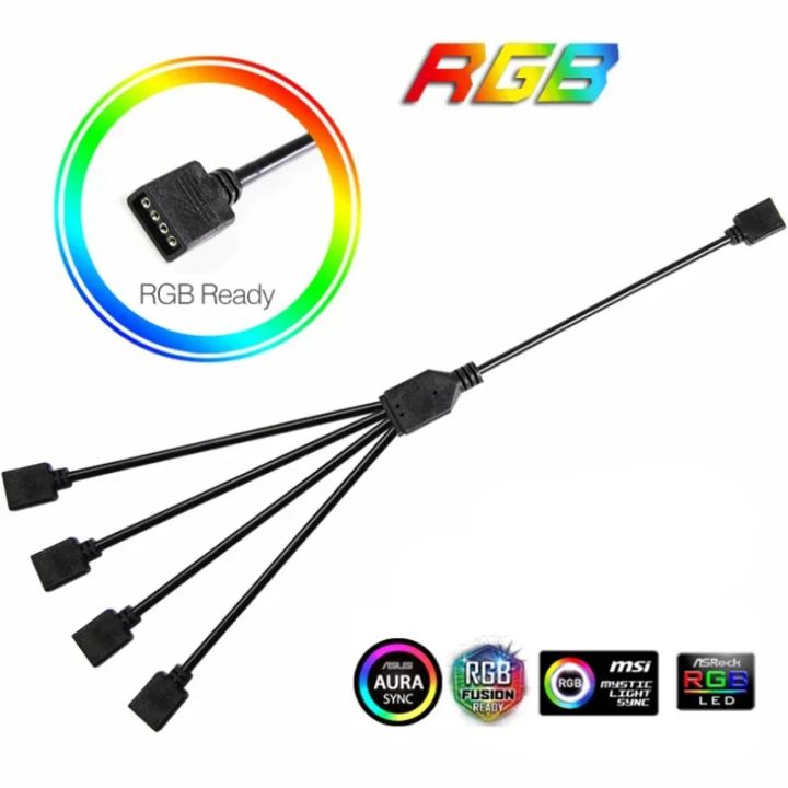 12V 4PIN RGB Sync Motherboard Cable 5V 3Pin ARGB 1 to 2/3/4/5 Ways ...