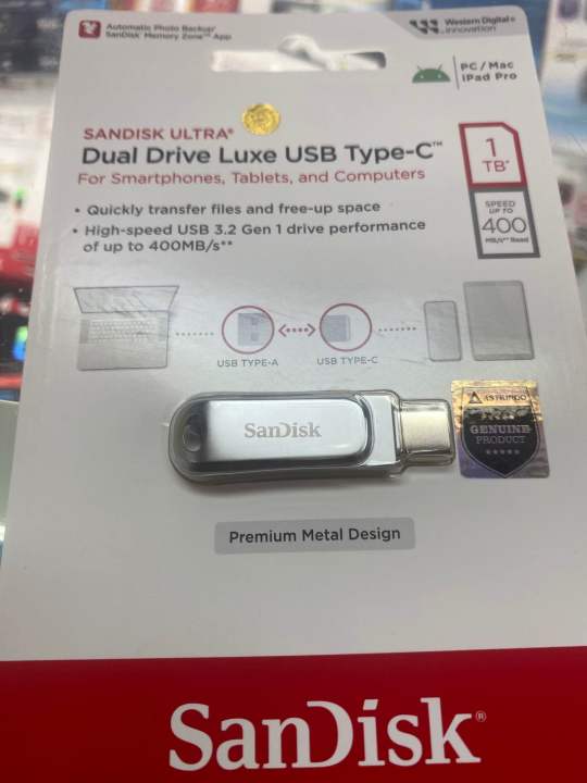 Dual Drive Luxe USB Type C Sandisk 1TB / 1 TB USB 3.2 Up To 400MB/s ...