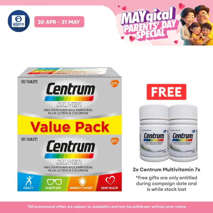 Centrum Silver 2x100s | For Eyes Health & Bone Health | Lazada