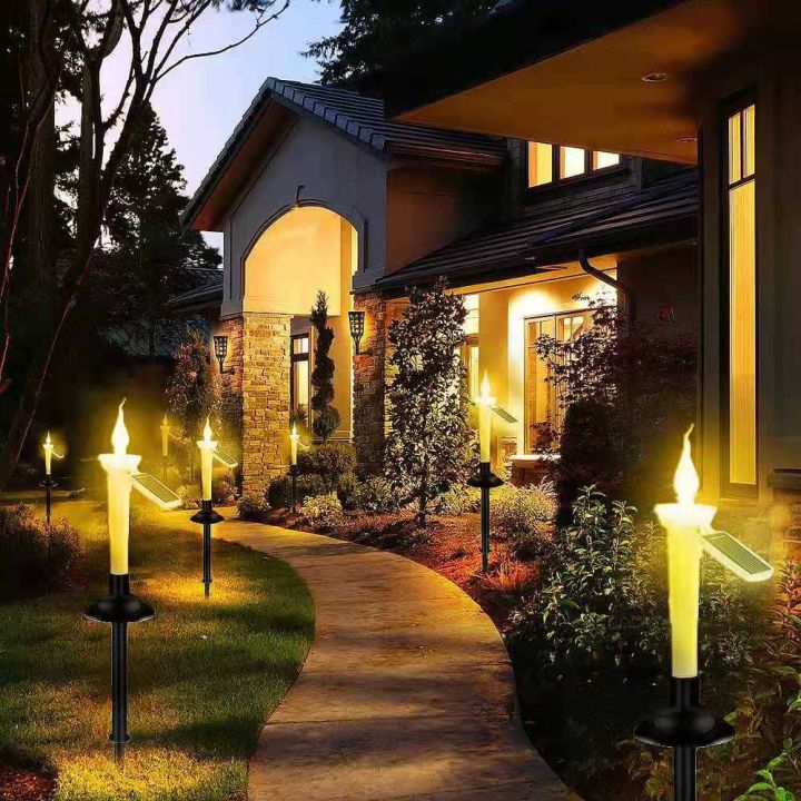 Taper Candle Solar Garden Light With Long GroundPlug Flameless ...
