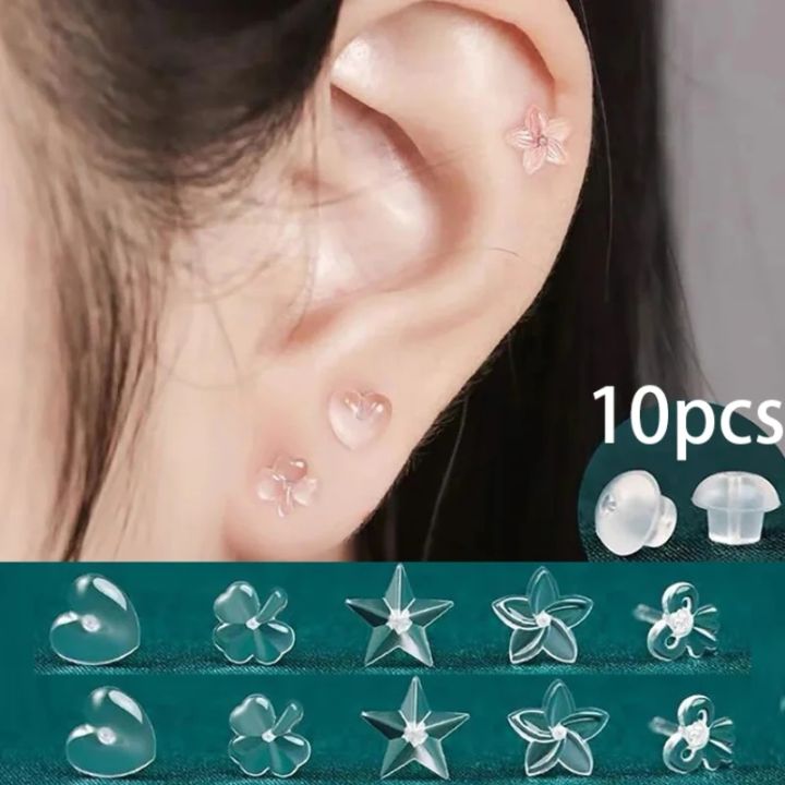 10Pcs Resin Ear Studs Transparent Invisible Earrings Anti Allergy Soft ...