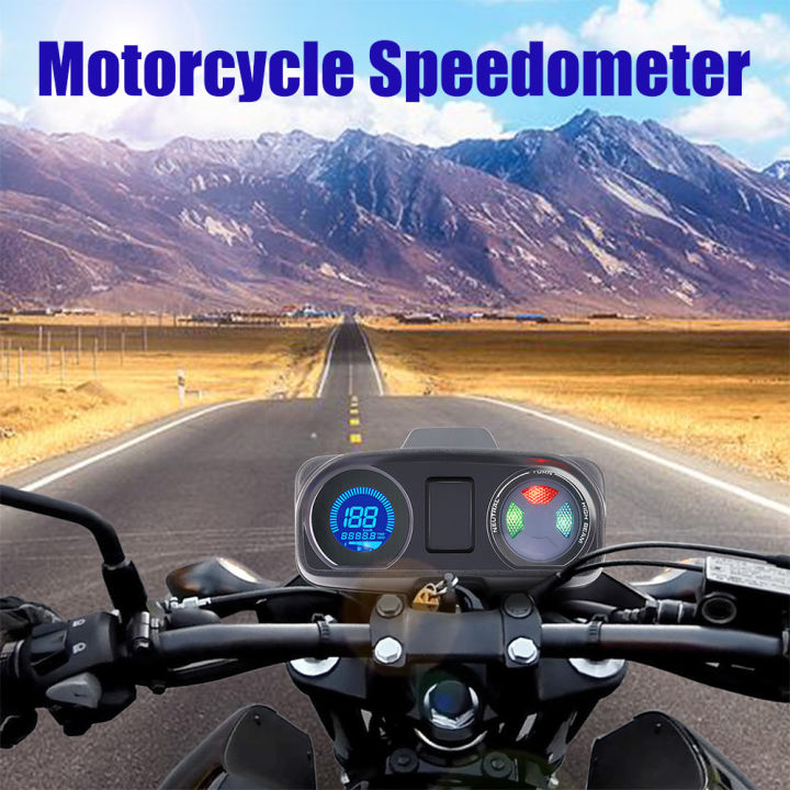 7 Color Backlight 12V Motorcycle Speedometer Digital Meter Speed Fuel ...