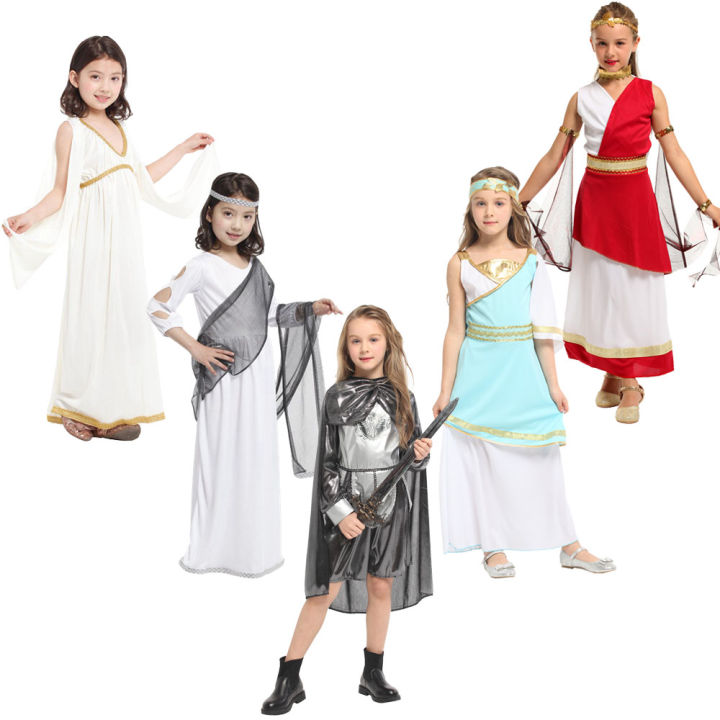 Kids Cosplay Cos Clothing Ancient Greek Mythology Athena Goddess Roman ...