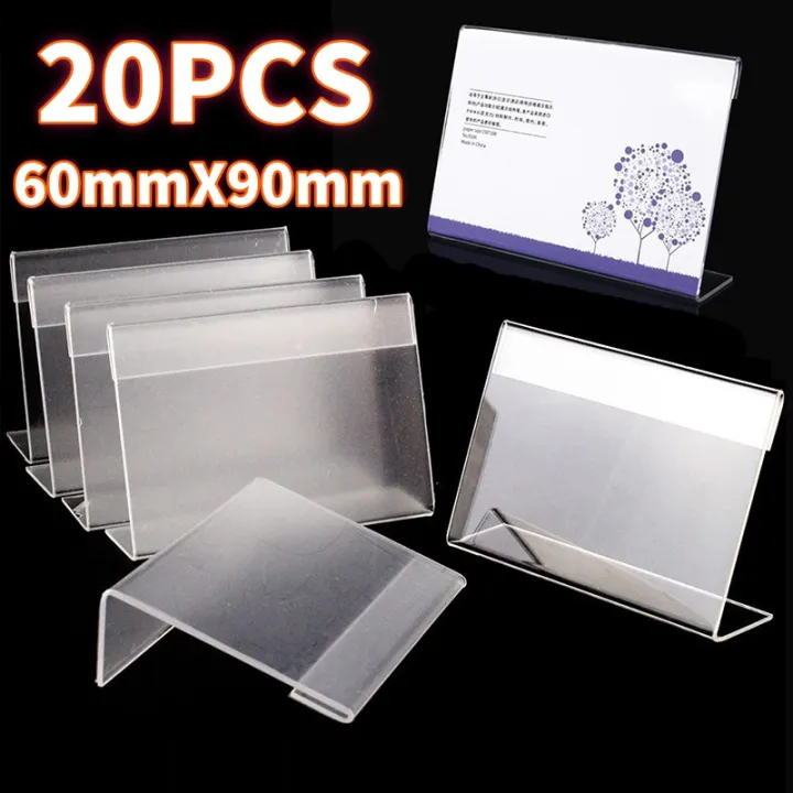 20pcs Acrylic Clear Sign Display Holder L-shaped Desktop Price Tag ...