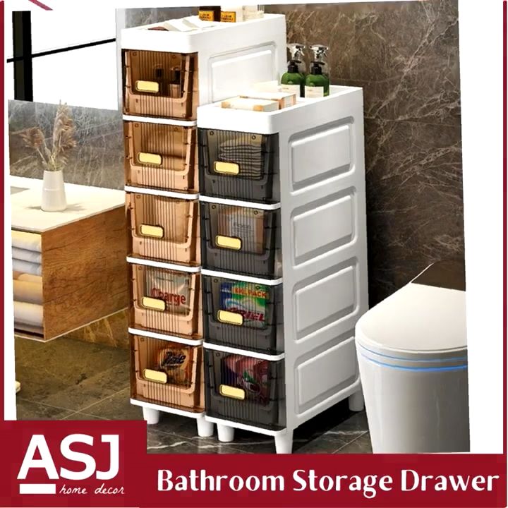 ASJ_Multipurpose Bathroom Storage Drawer Transparent Waterproof Drawer ...