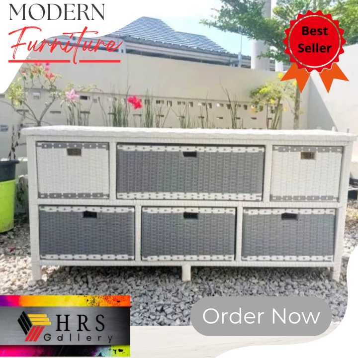 Ready Stok Meja Tv Lemari Laci Rotan Sintetis Model Laci 6 Jasmine Lazada Indonesia