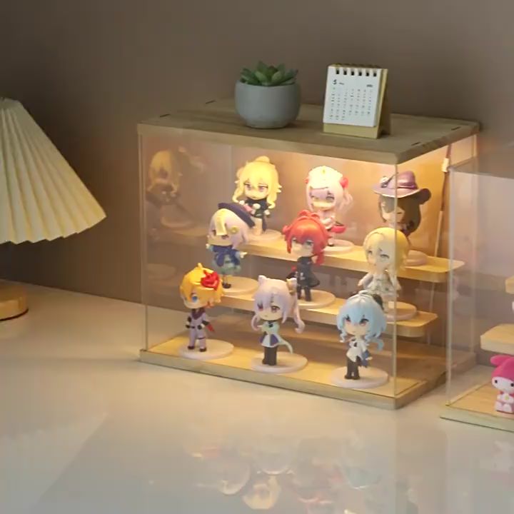 LED With Light Toys Showcase Clear Display Rack Display Box Wood ...