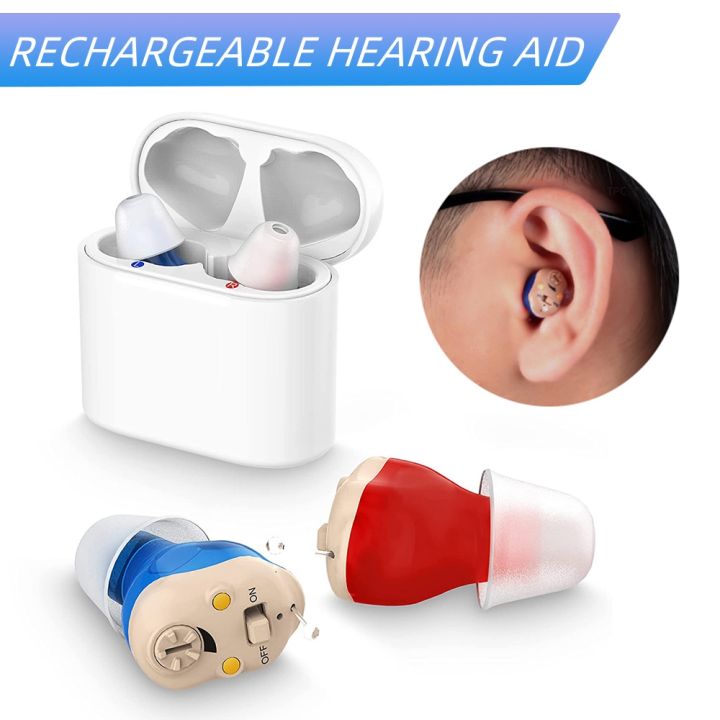 1 Pair Digital ITE Rechargeable Hearing Aid Mini Wireless Noise ...