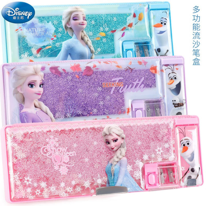 Disney Princess Elsa Cartoon Pencil Case Transparent Plastic Multi ...