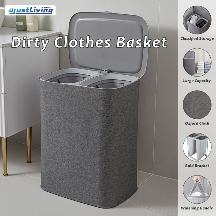 JustLiving 50/90L Laundry Hamper Separation Basket with Lid and 2 ...