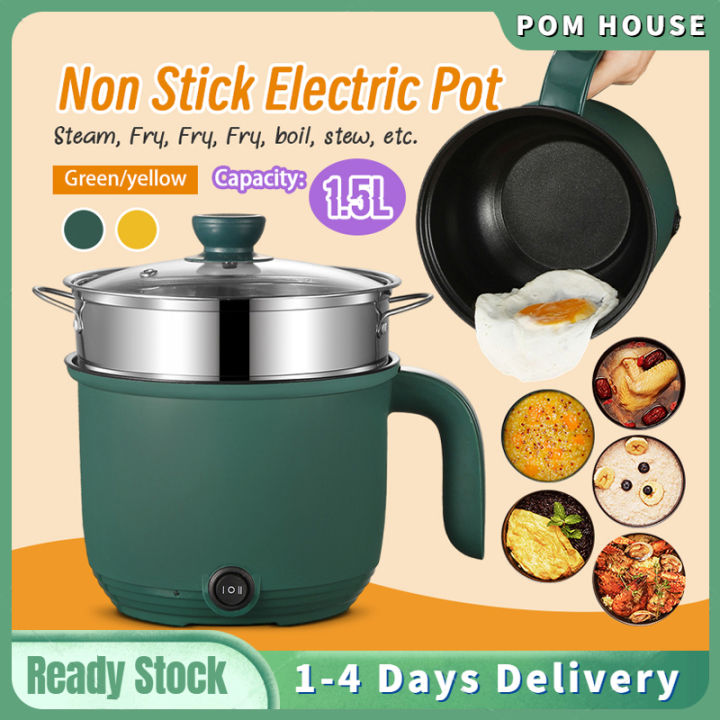 Non Stick Electric Pot Mini Rice Cooker With Steamer Frying Pan Rice ...