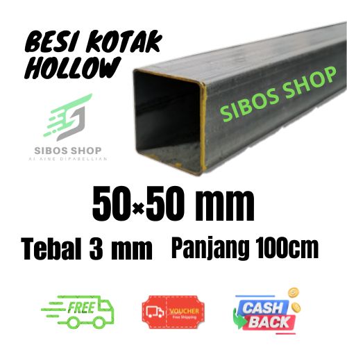 Besi Kotak Hollow 5x5cm (50x50mm) Tebal 3mm Panjang 100cm bisa panjang ...