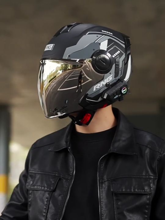 Anak Bluetooth Dual Visor Motorcycle Half Face Helmet With Spoiler Icc ...