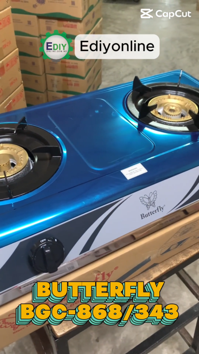 Butterfly BGC-868/343 Gas Cooker Stove 2 Burner Dapur Gas Masak 煤气灶 ...