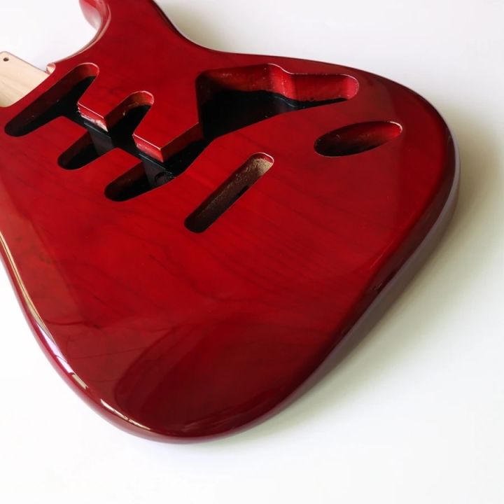 Cusotm SSS 2 pcs Alder Gloss Transparent Red Strat guitar body | Lazada ...