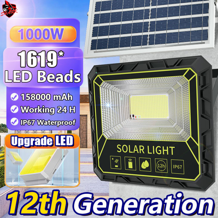 12th generation 】 solar flood light 1000w solar light 602 LED outdoor ...