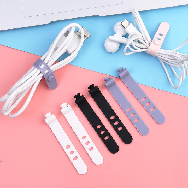 5/1PC Cable Organizer Ties Clip Charger Cord Management Silicone Wire ...