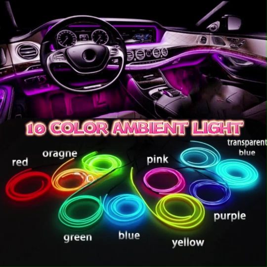 RGB LED Car Interior Neon Light Kit with USB Interface and 3 Flashing ...