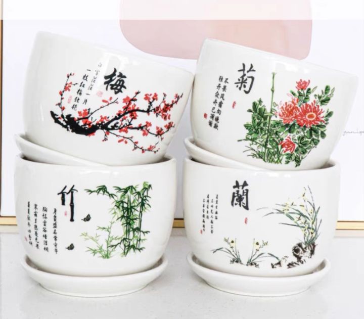Chinese Design Ceramic Flower Vase / White Flower Pot / Pasu Seramik ...