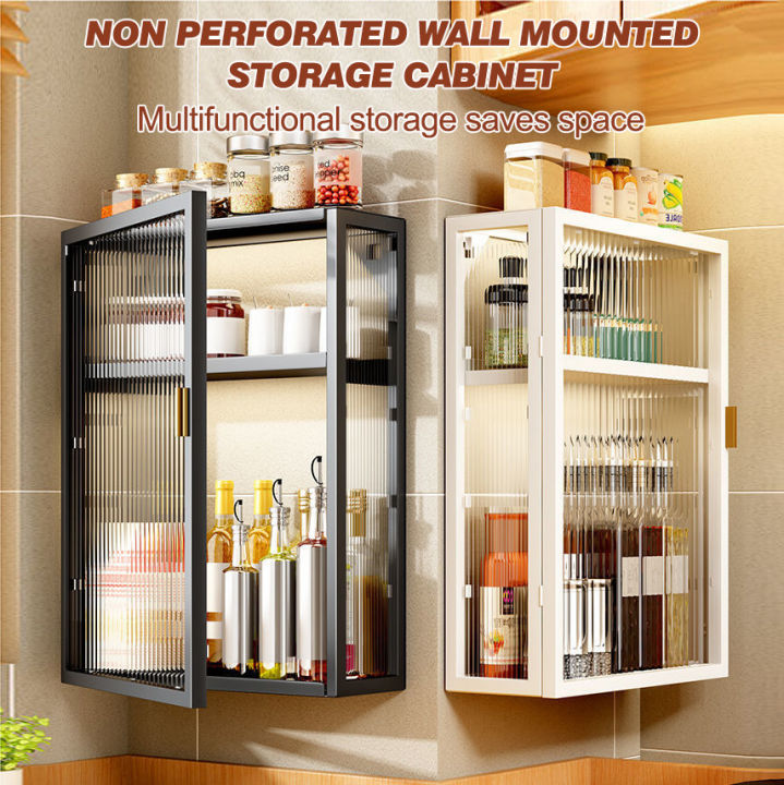 Kitchen wall-mounted storage rack wall-mounted storage cabinet-free ...