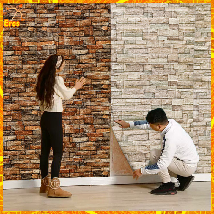 Large 3D wall bricks foam sticker House decoration waterproof self ...