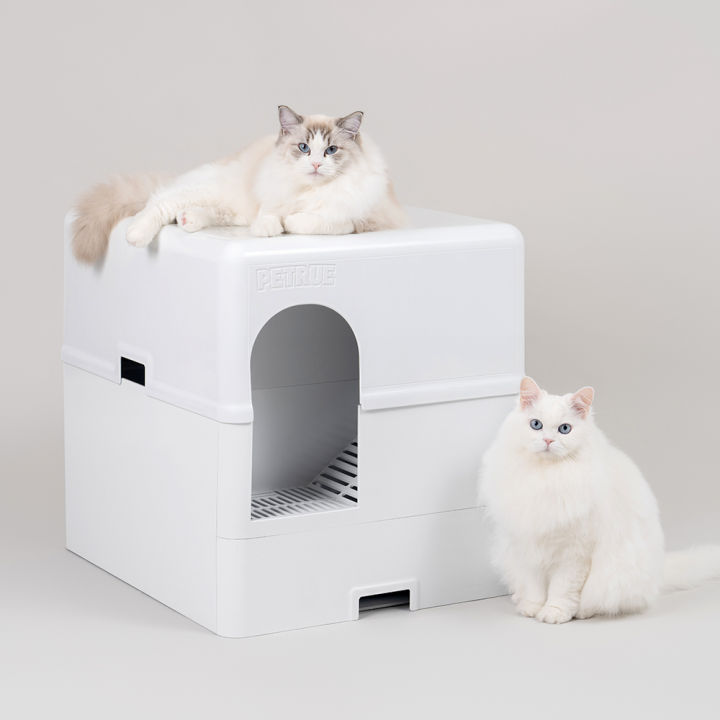 PETRUE SAND-DEATH CAT TOILET Litter Box with Litter Scatter prevention ...